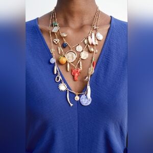 Zara | Jewelry | Nwt Zara 224 3pack Of Charm Necklaces Long ...